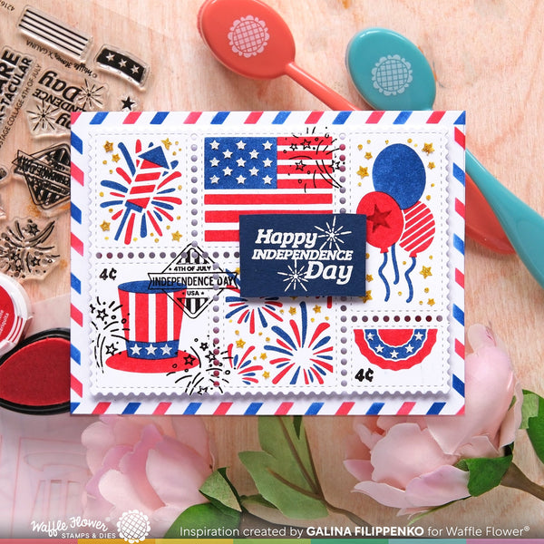 WAFFLE FLOWER: Postage Collage 4th of July | Stamp – Doodlebugs