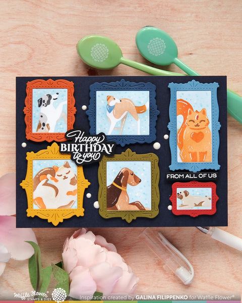 WAFFLE FLOWER: Postage Collage Woof | Stencil – Doodlebugs