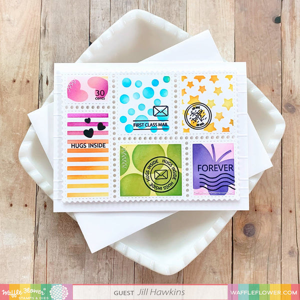 WAFFLE FLOWER: Postage Collage Coloring | Stencil – Doodlebugs